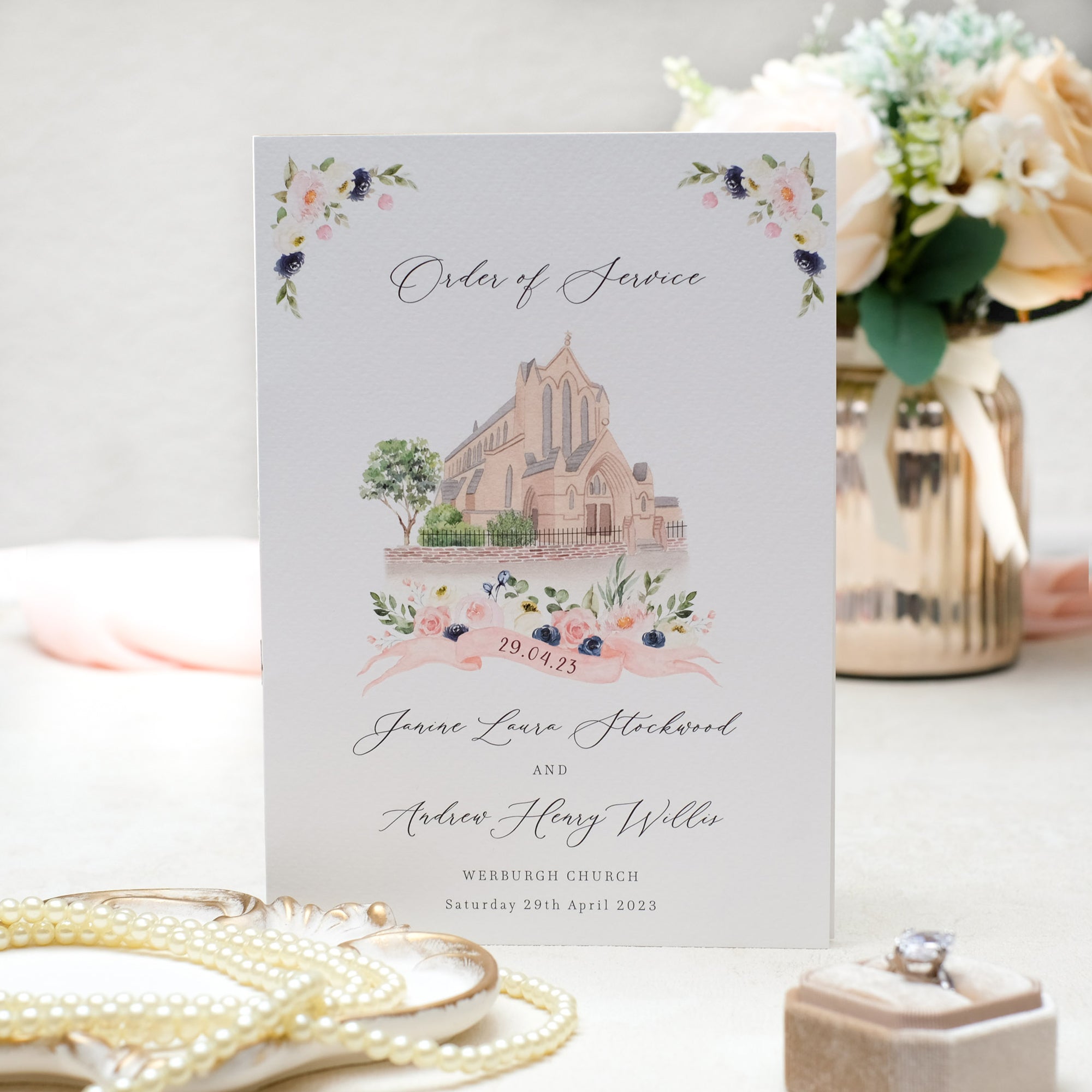 Order of Service with Church Painting – Splendid Swan