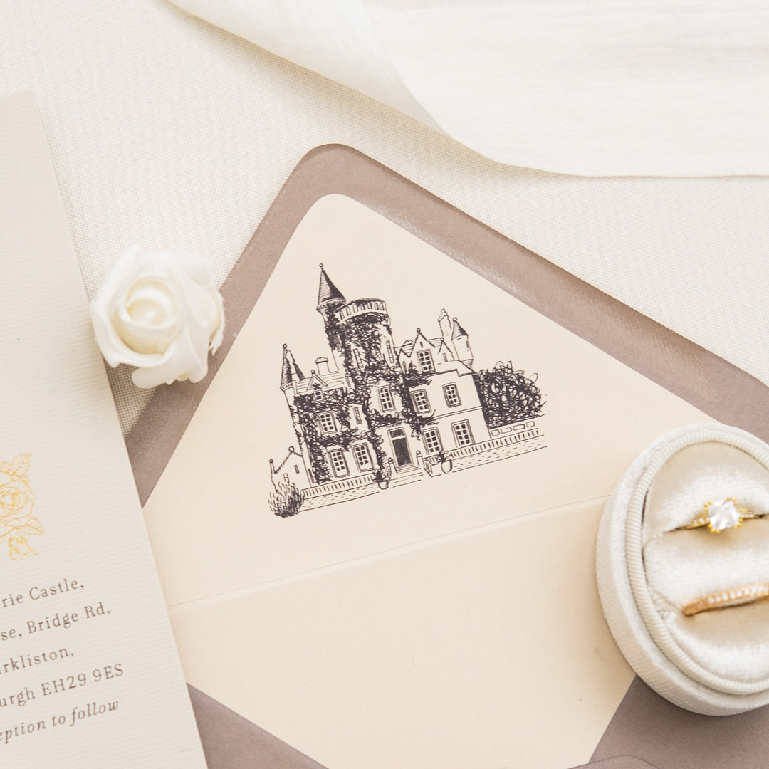 Champagne & Cashmere | Castle Wedding Invitation Set – Splendid Swan