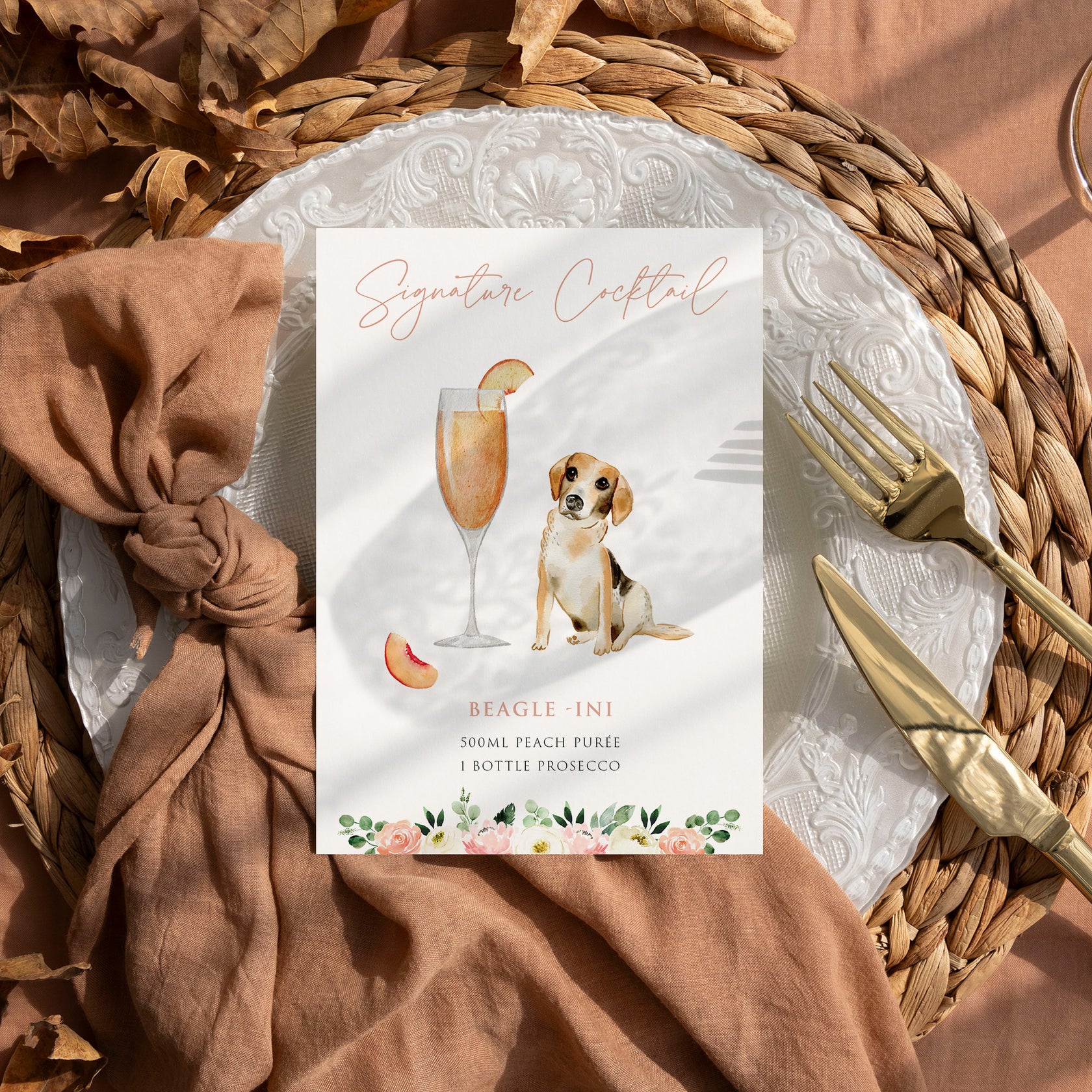 Signature Cocktail Sign with Dogs – Splendid Swan