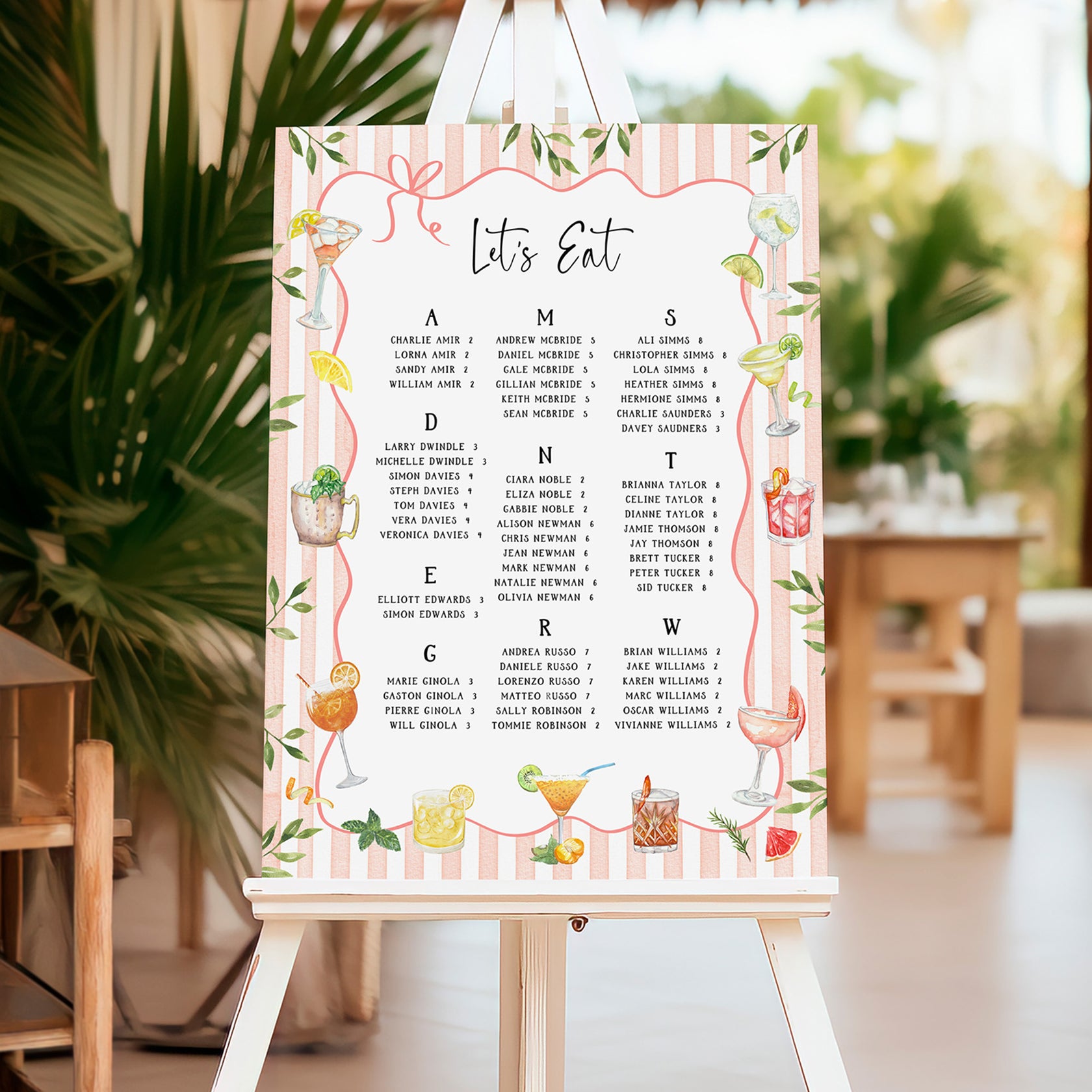 Cocktail Themed Table Plan – Splendid Swan
