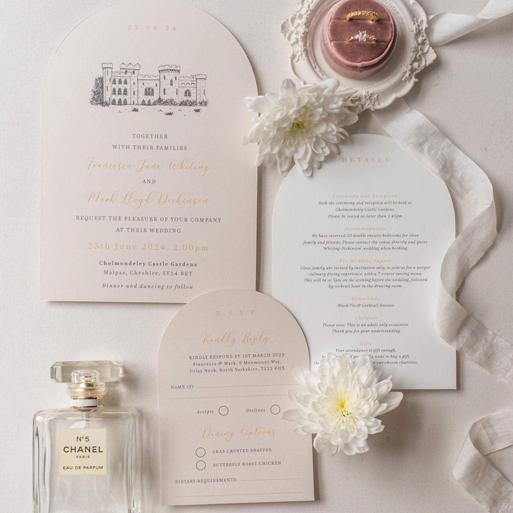 Opulent Arch Castle Invitations – Splendid Swan