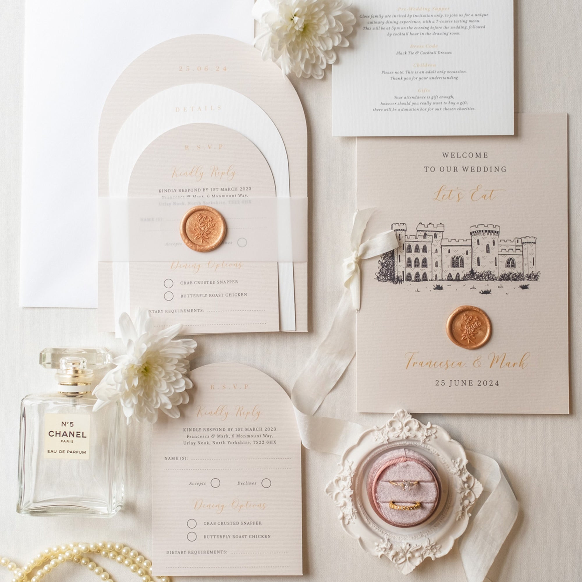 Opulent Arch Castle Invitations – Splendid Swan