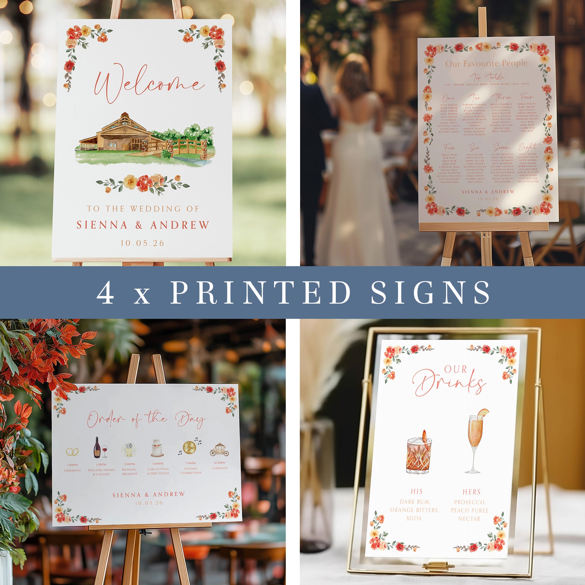 Bespoke Illustrated Wedding Signs – Splendid Swan